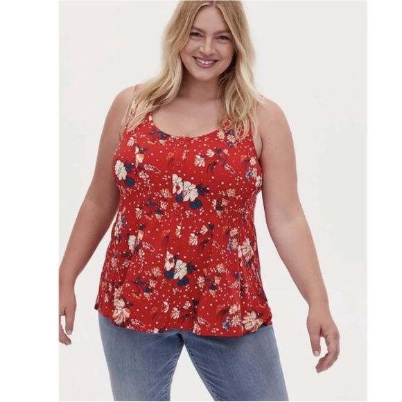 torrid | Tops | Torrid Red Floral Tank Top Sleeveless Blouse Shirt ...